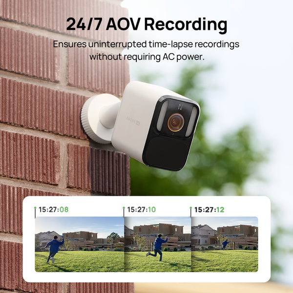 Anona Aurora 4K UHD AI 24/7 AOV Solar Battery Powered Security Camera