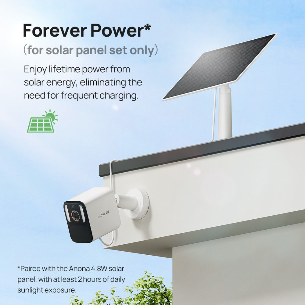 Anona Aurora 4K UHD AI 24/7 AOV Solar Battery Powered Security Camera